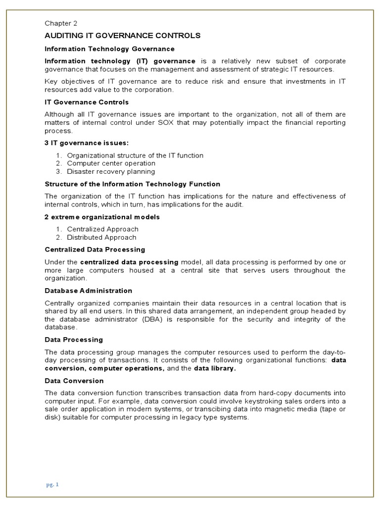 Chapter 2 Auditing IT Governance Controls | PDF | Backup | Disaster Recovery