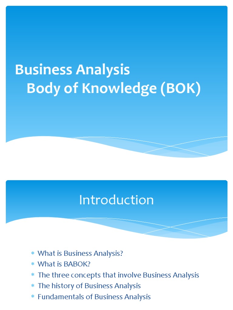 Business Analysis Body of Knowledge (BOK) | PDF | Business Analysis ...