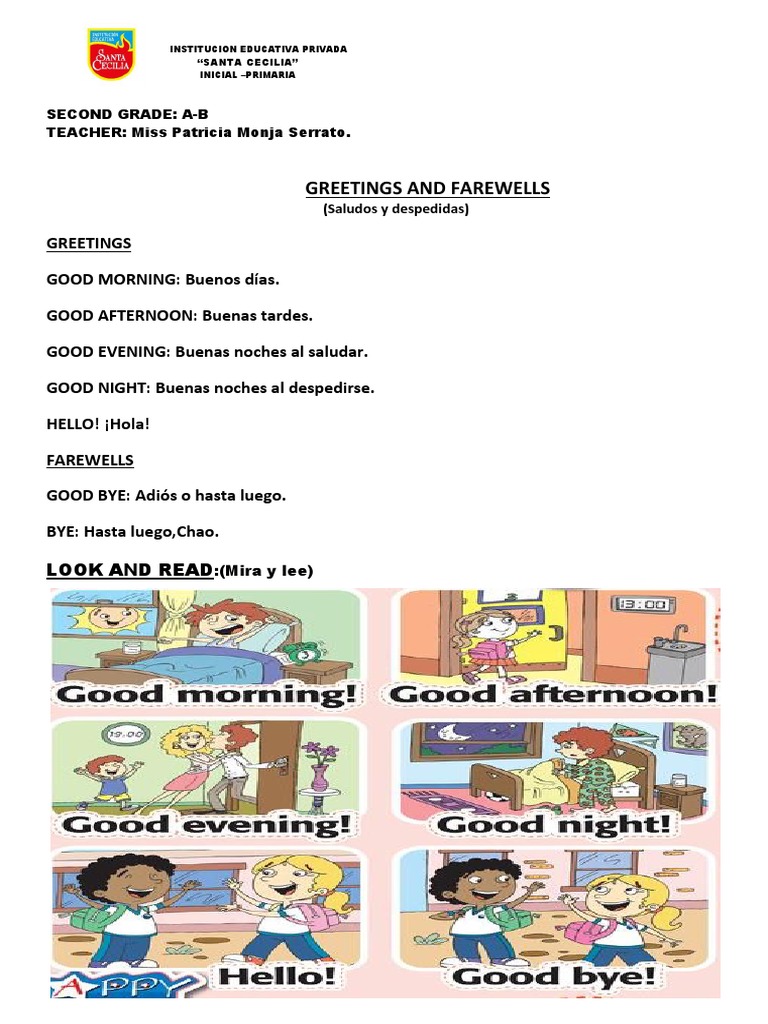 Ficha para Segundo Grado Ingles #1 | PDF