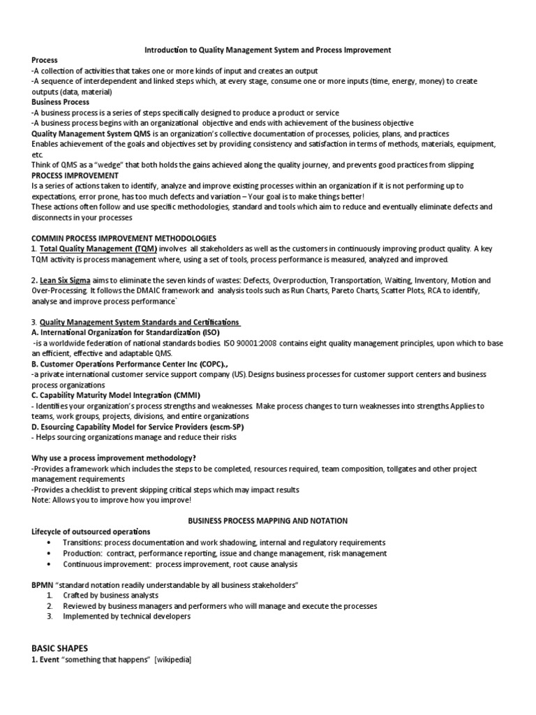 Introduction To Quality Management System And Process Improvement Pdf