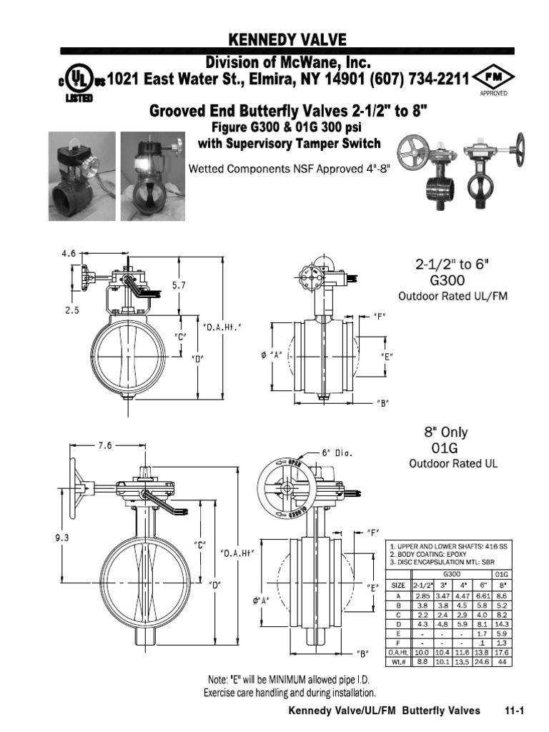 Kennedy Valve/UL/FM Butterfly Valves 11-1 | PDF | Valve | Screw
