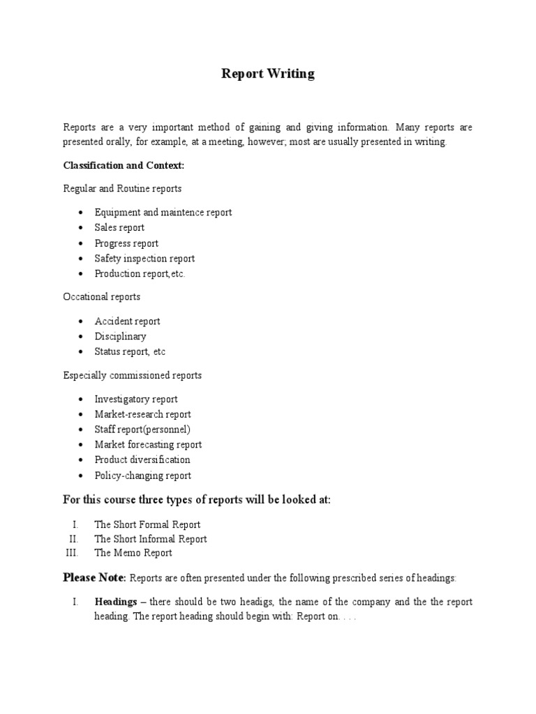 Report Writing: Classification and Context | PDF | Photocopier | Memorandum