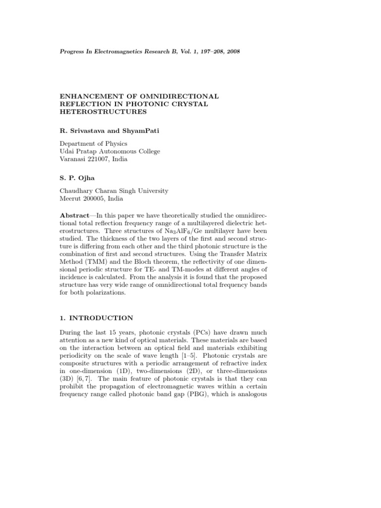 Enhancement of Omnidirectional Reflection in Photonic Crystal Heterostructures | PDF ...