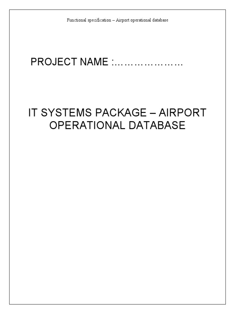 It Systems Package - Airport Operational Database: PROJECT NAME | PDF ...