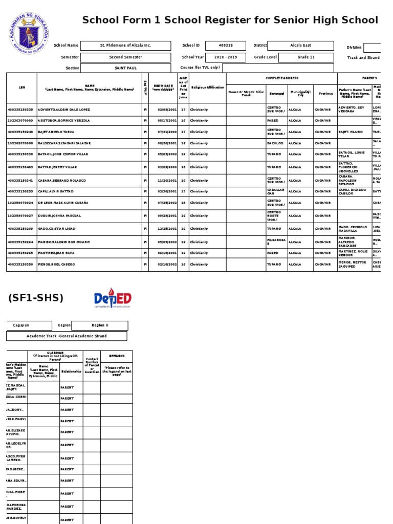 School Form 1 (SF 1) | PDF