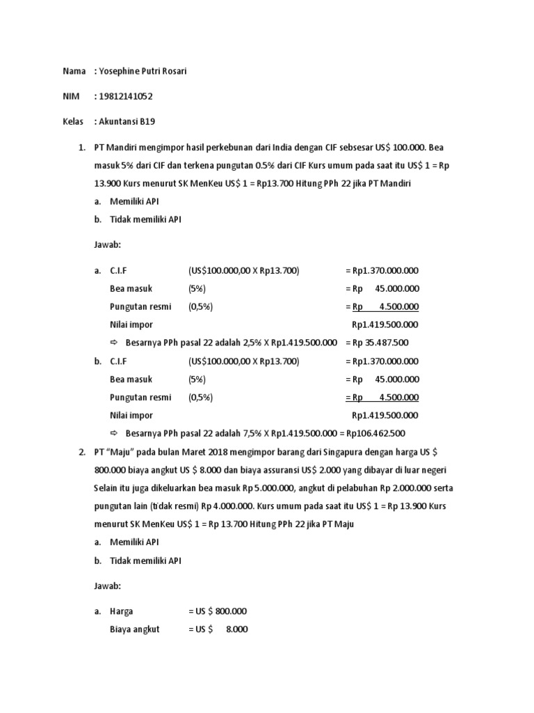 Tugas Pajak PPH 22 Dan 23 | PDF Tugas Pajak PPH 22 Dan 23 | PDF