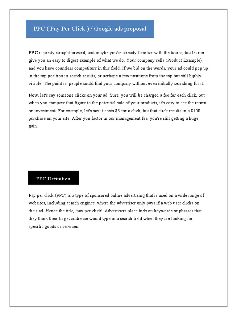 PPC proposal summary | PDF | Search Engine Optimization | Web Search Engine