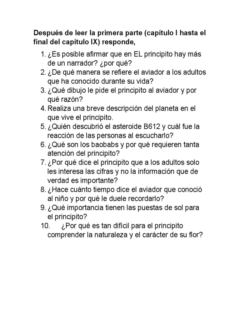 Taller El Principito 5 | PDF