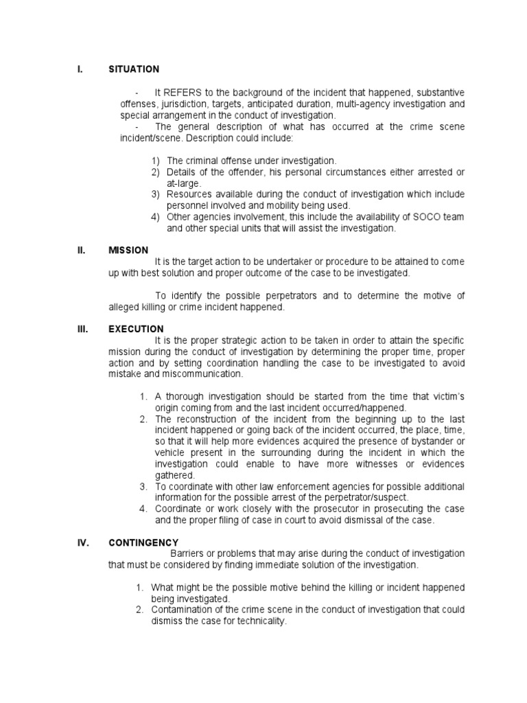 Investigation Plan | PDF | Crime Scene | Witness