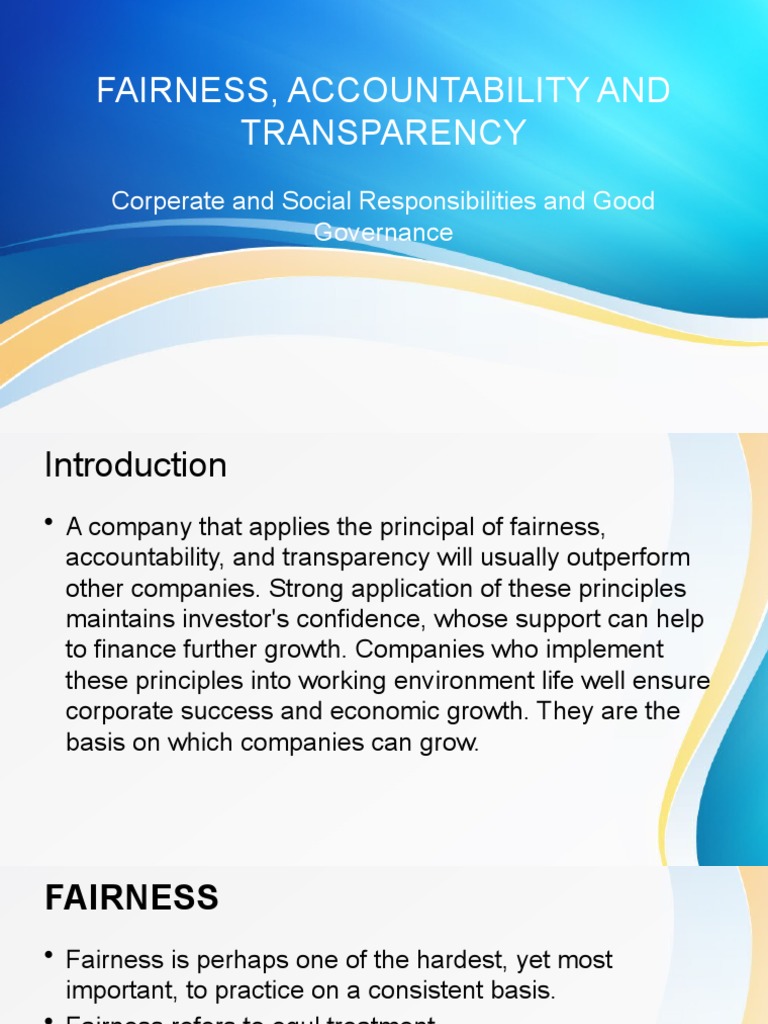 Fairness Accountability Transparency | PDF | Corporate Social ...