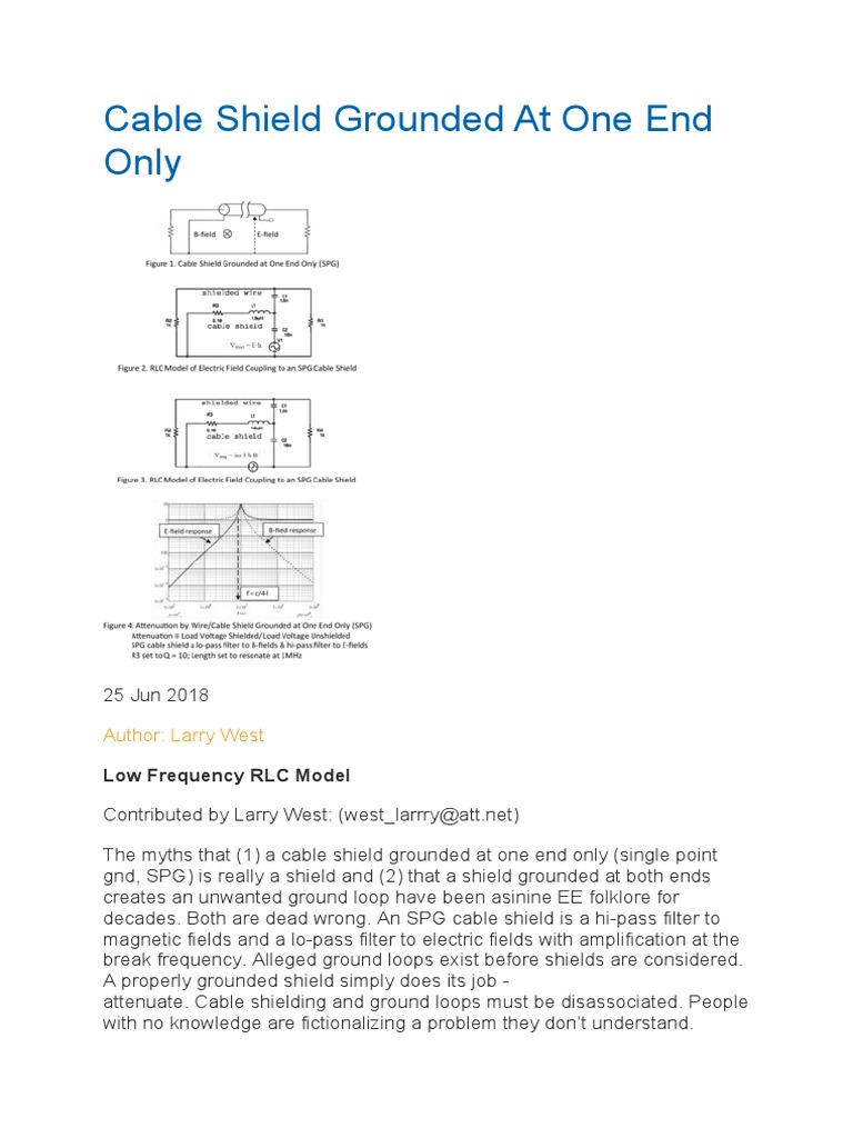 Cable Shield Grounded at One End Only | PDF | Electrical Resistance And ...