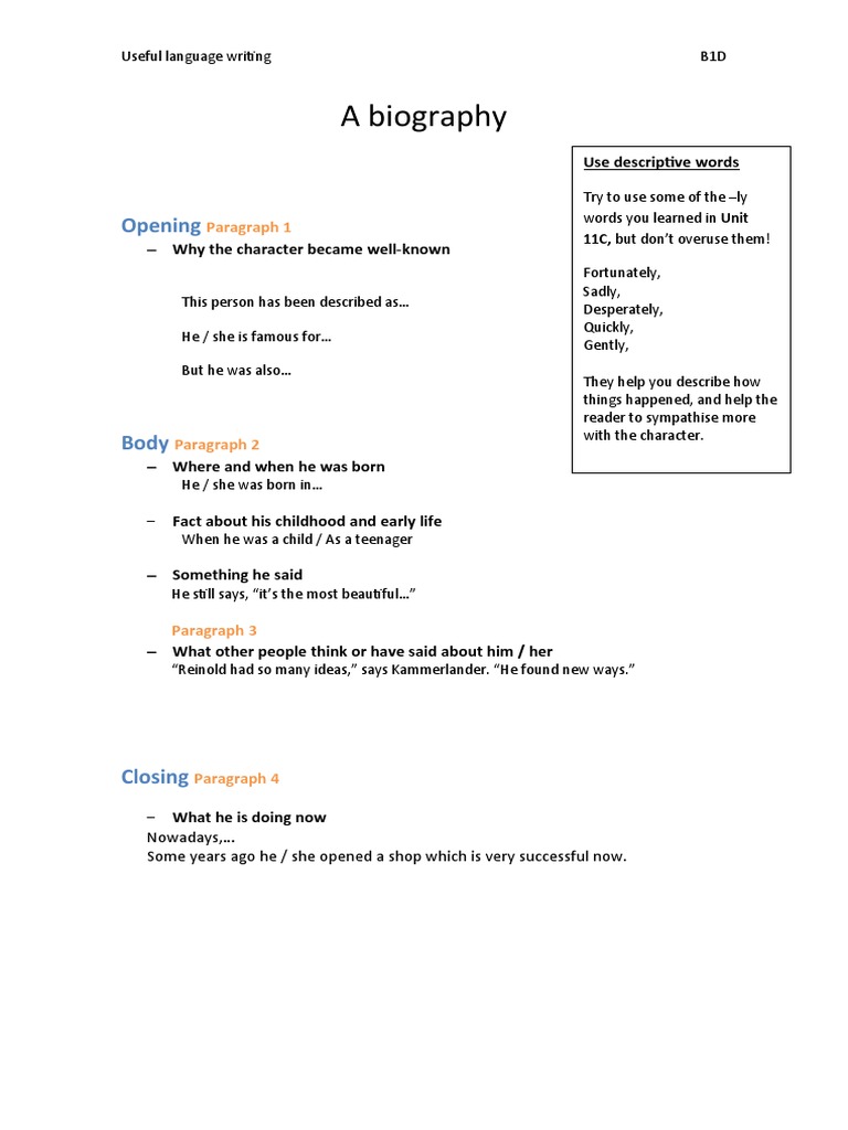 11E - A Biography - Useful Language | PDF