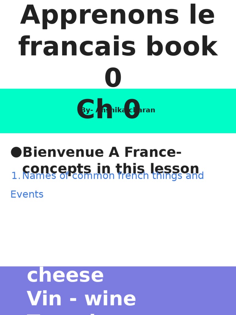 French-Apprenons Le Francais Book 0 CH 0 | PDF
