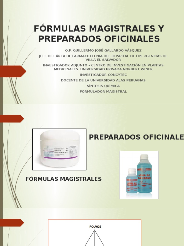 Fórmulas Magistrales y Preparados Oficinales | PDF
