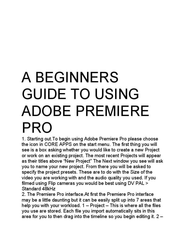 A Beginners Guide To Using Adobe Premiere Pro | PDF | Icon (Computing ...