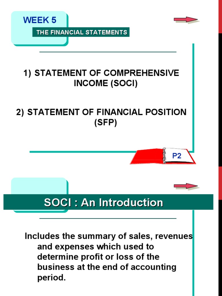 Week 5: 1) Statement of Comprehensive Income (Soci) 2) Statement of ...