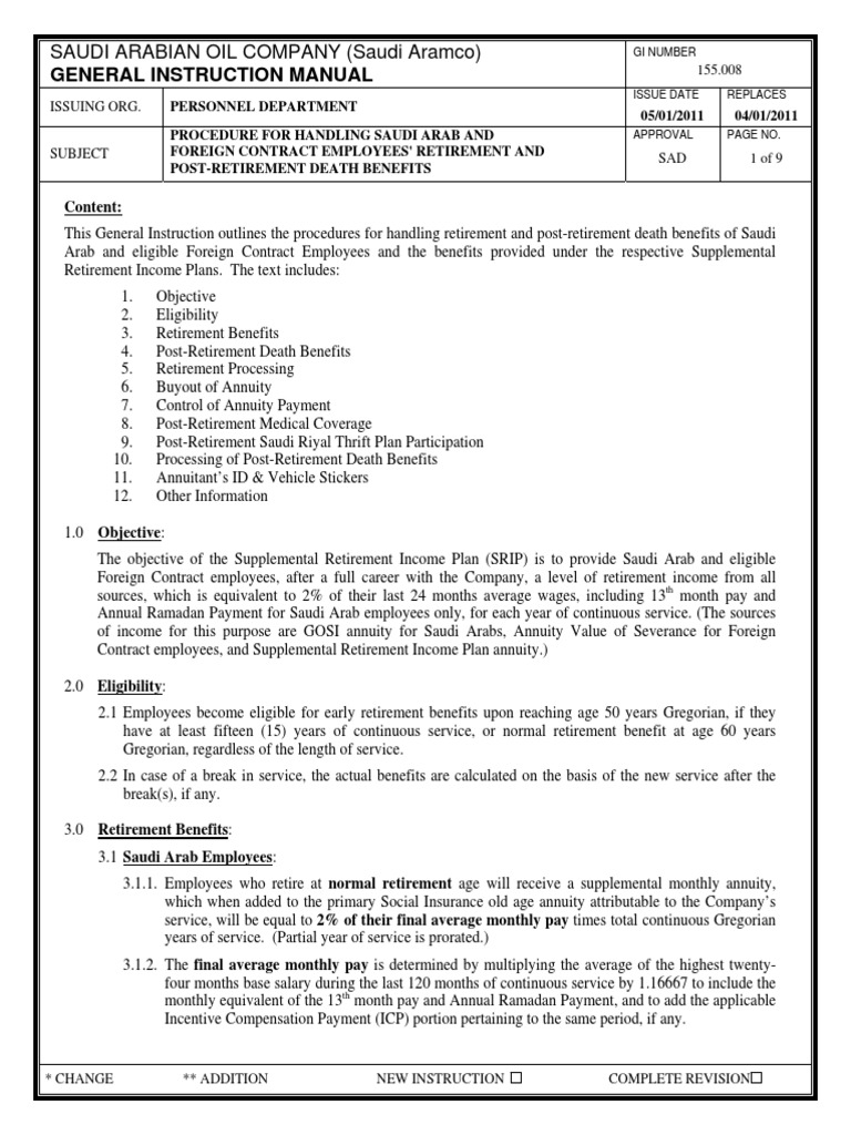 General Instruction Manual: Saudi Arabian Oil Company (Saudi Aramco ...