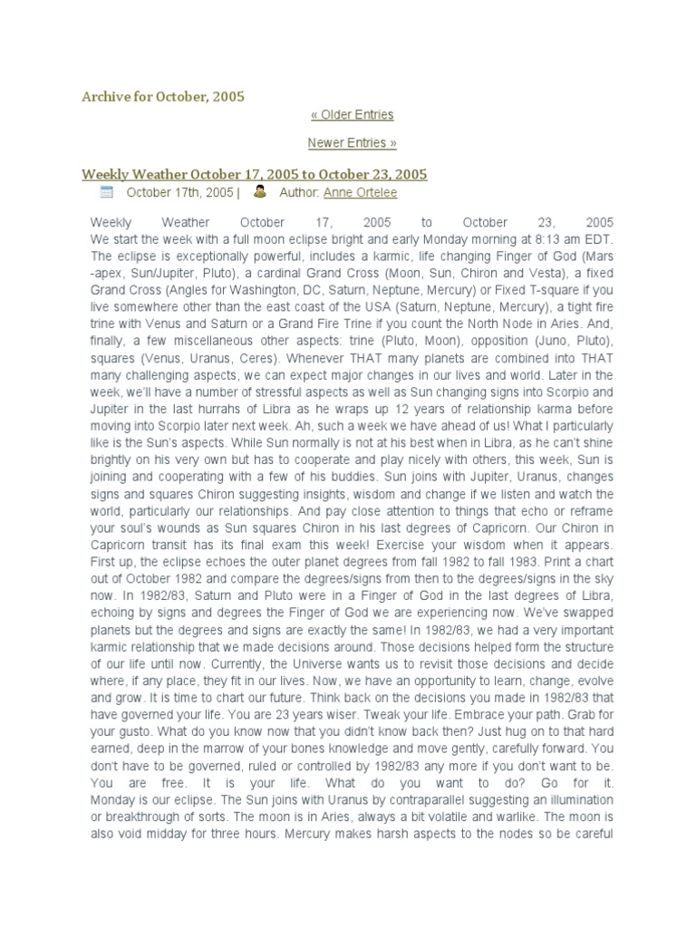 Weekly Weather October 17, 2005 To October 23, 2005 | PDF | Eclipse | Pluto