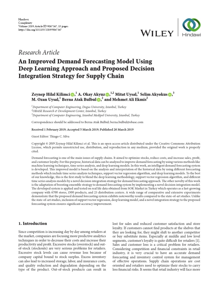 An Improved Demand Forecasting Model Using Pdf Pdf Forecasting
