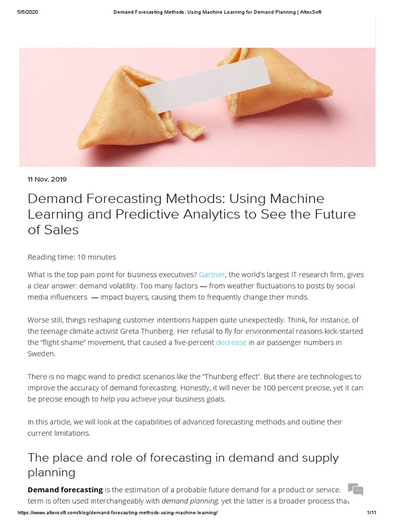 Demand Forecasting Methods - Using Machine Learning For Demand Planning ...