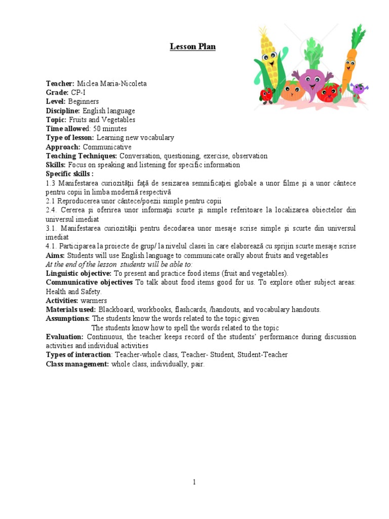 Lesson Plan: at The End of The Lesson Students Will Be Able To | PDF ...