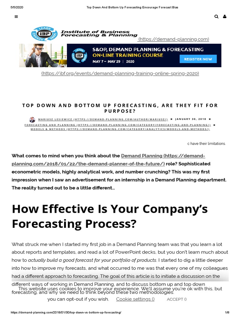 Top Down and Bottom Up Forecasting Encourage Forecast Bias | PDF ...