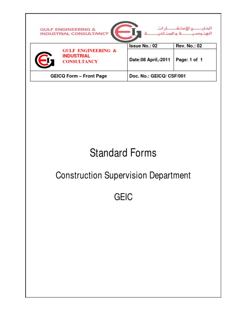 Standard Forms: Construction Supervision Department Geic | PDF
