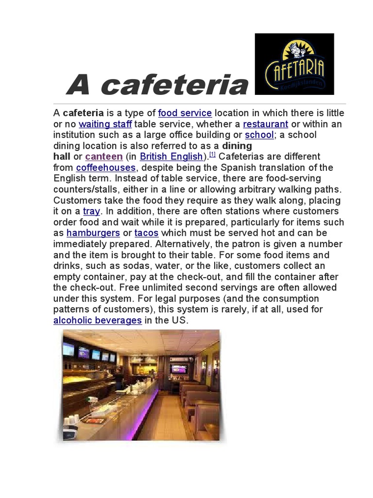 A Cafeteria: Food Service Waiting Staff Restaurant School British ...