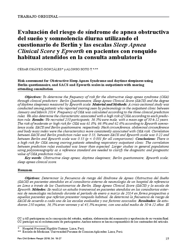 Clinical Score: Trabajo Original | PDF | Sleep Apnea | Snoring