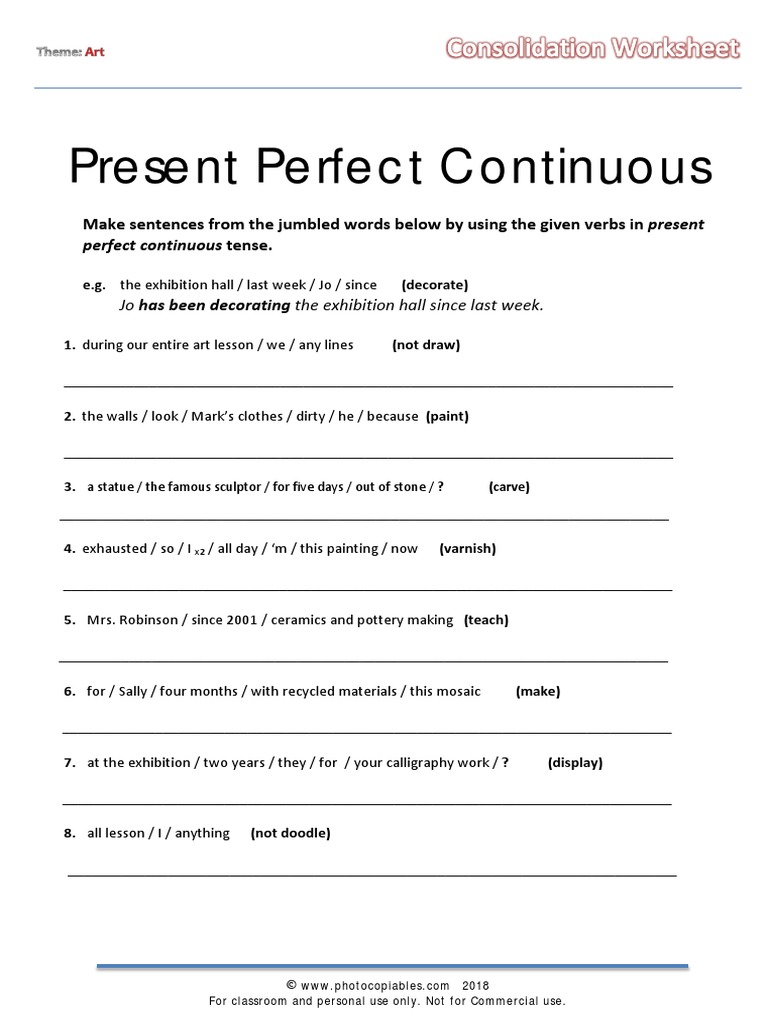 Present-Perfect-Continuous - Jumbled-Sentences - Con Ws - Freebie PDF | PDF