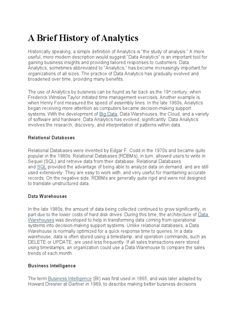 Evolution of Data Analytics | PDF | Business Intelligence | Analytics