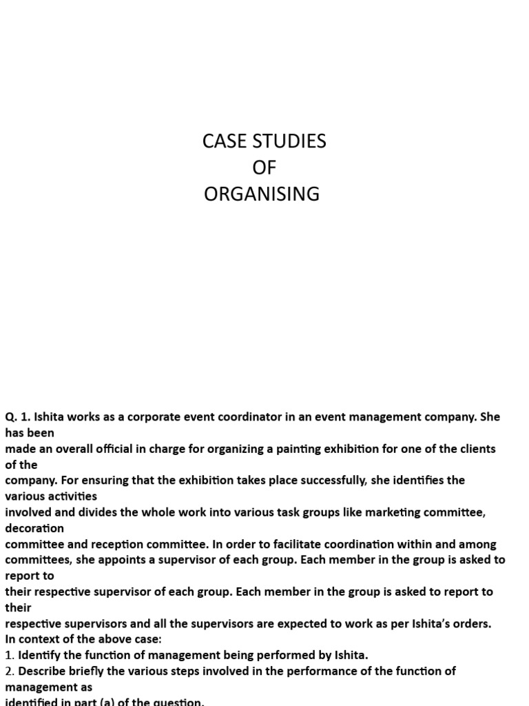 Case Studies on Organizing in Management | PDF | Decentralization ...