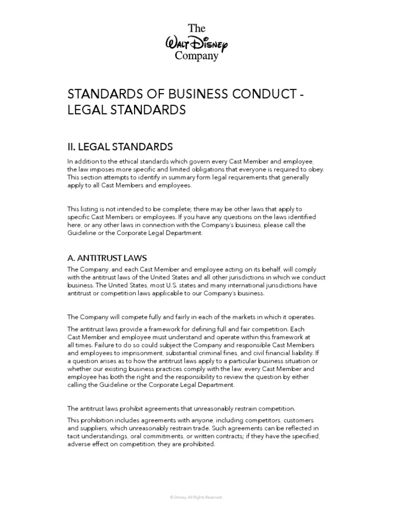 Standards of Business Conduct - Legal Standards | PDF | Insider Trading ...