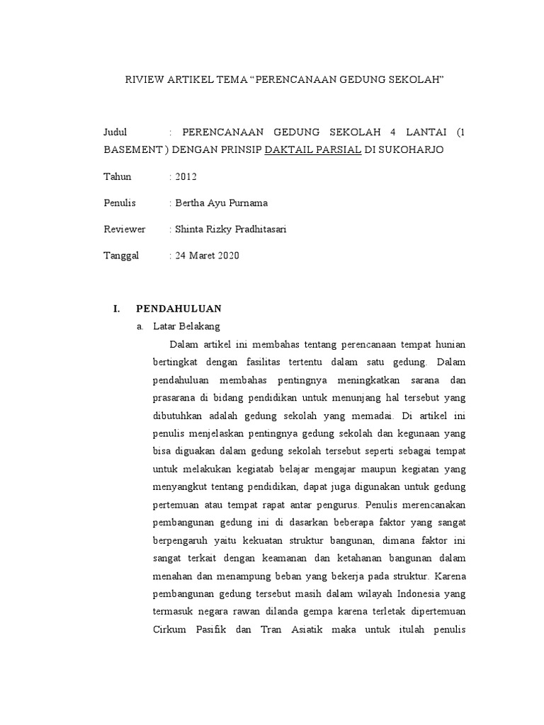 Riview Artikel Perencanaan Gedung Sekolah (Tugas Metodologi Penelitian) - Shinta Rizky P (17 ...