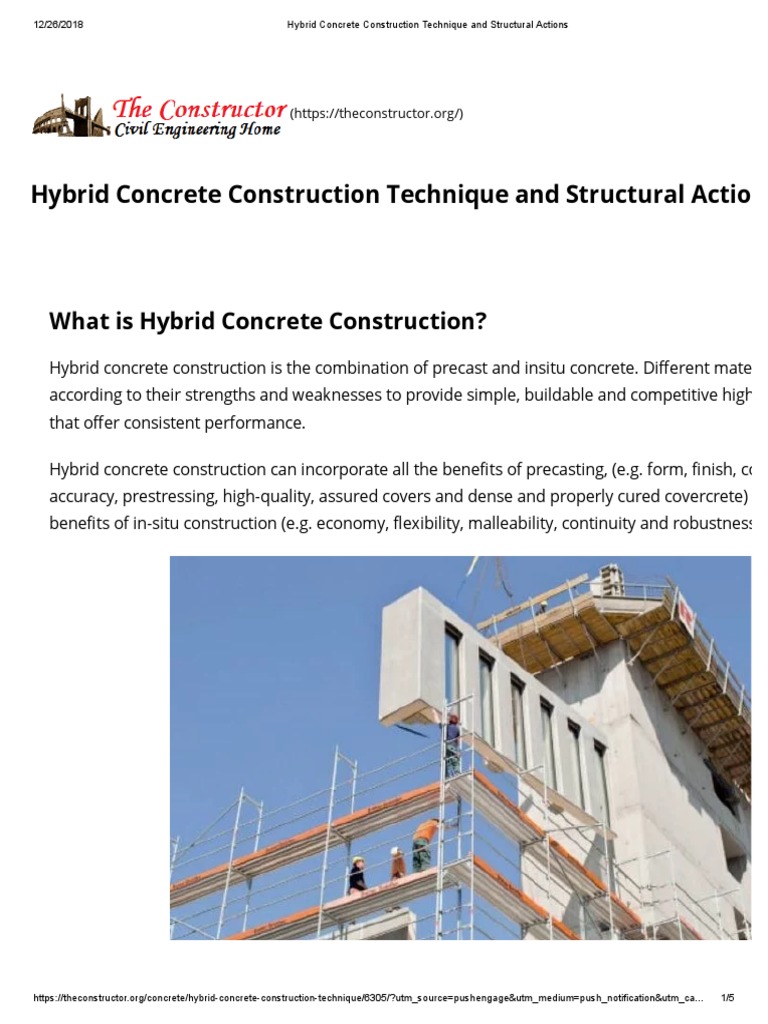 Hybrid Concrete Construction Technique and Structural Actions | PDF ...