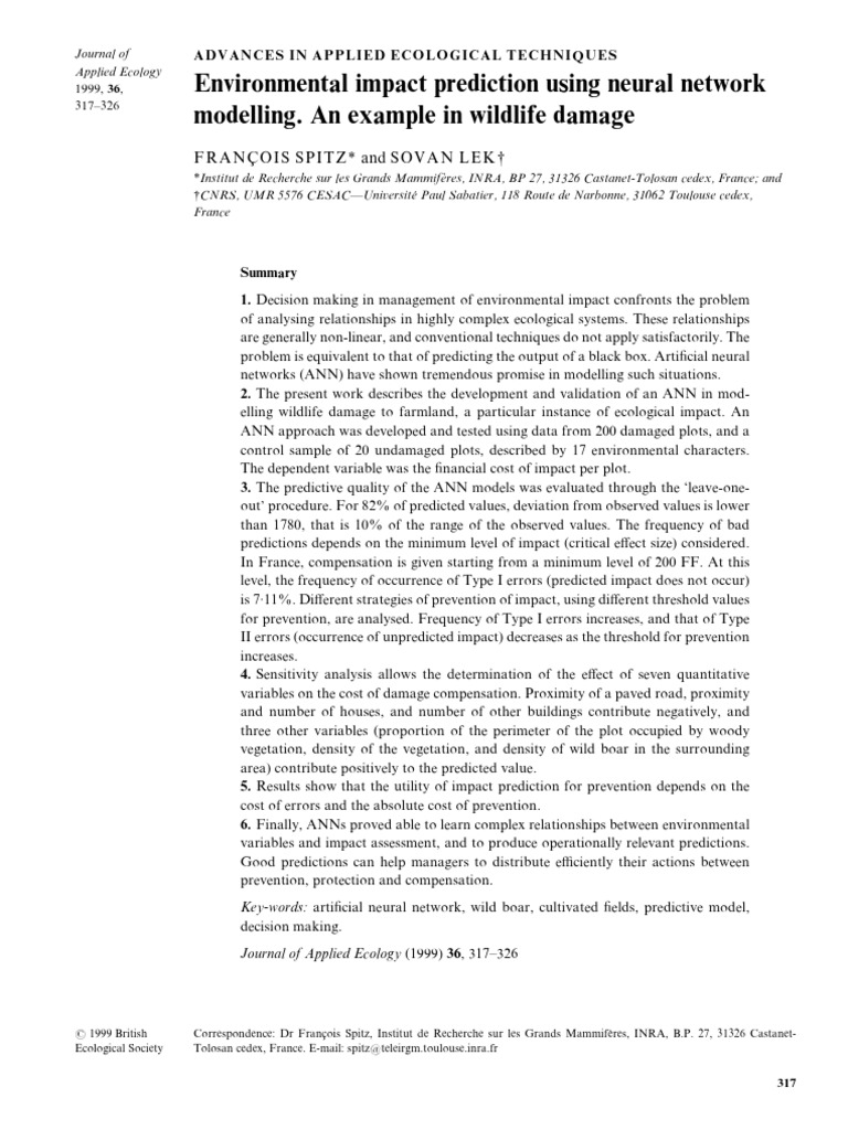 Environmental Impact Prediction Using Neural Network Modelling (An ...