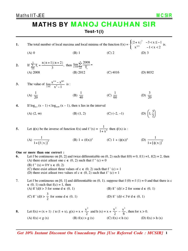 Manoj Chauhan Sir: Maths by | PDF | Function (Mathematics) | Equations