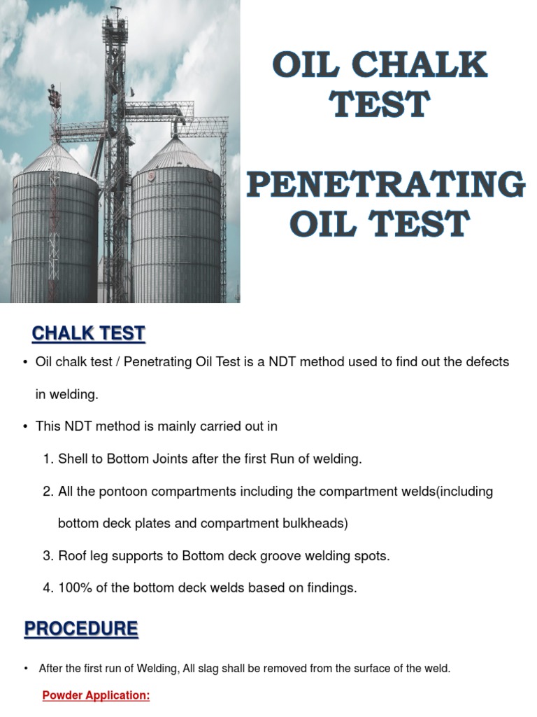 Oil Chalk Test/Penetrating Oil Test | PDF