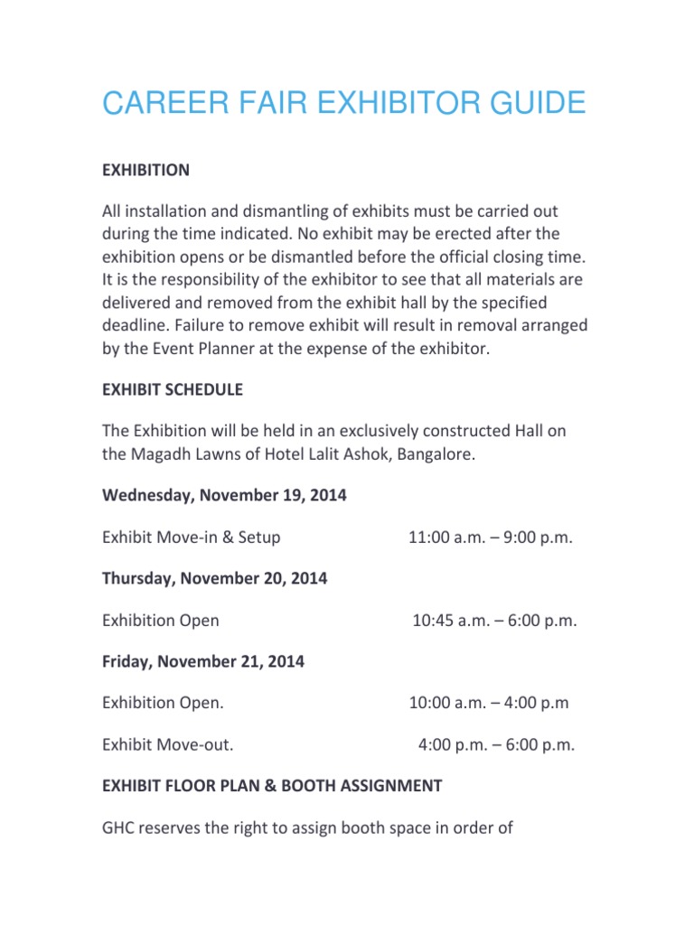 Career Fair Exhibitor Guide: Exhibition | PDF | Photographer | License