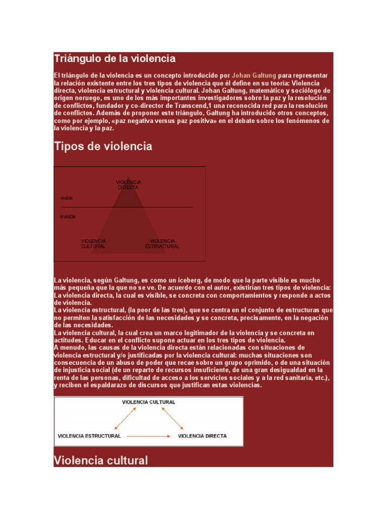Triángulo de la violencia de Galtung | PDF | Violencia | Conflicto ...