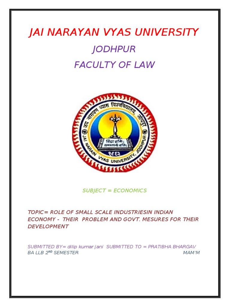 Jai Narayan Vyas University: Jodhpur Faculty of Law | PDF