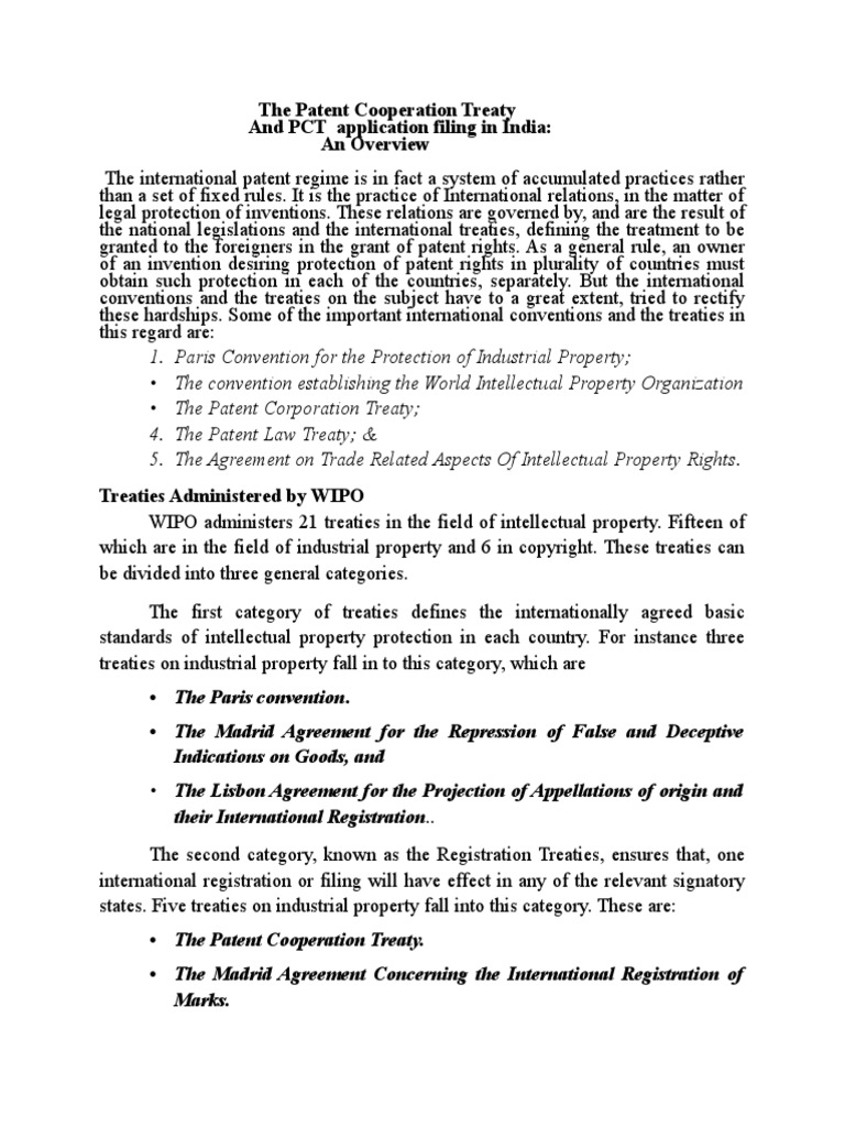 Overview of the Patent Cooperation Treaty | PDF | Patent Application ...