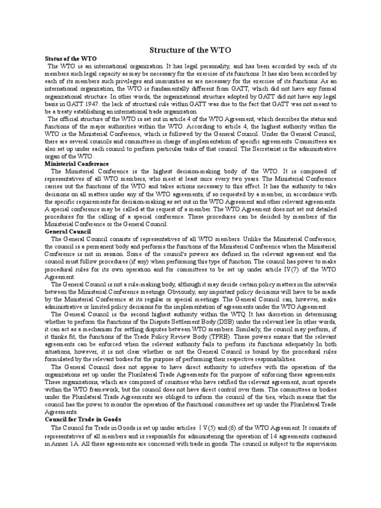 Structure of The WTO | PDF | World Trade Organization | Justice