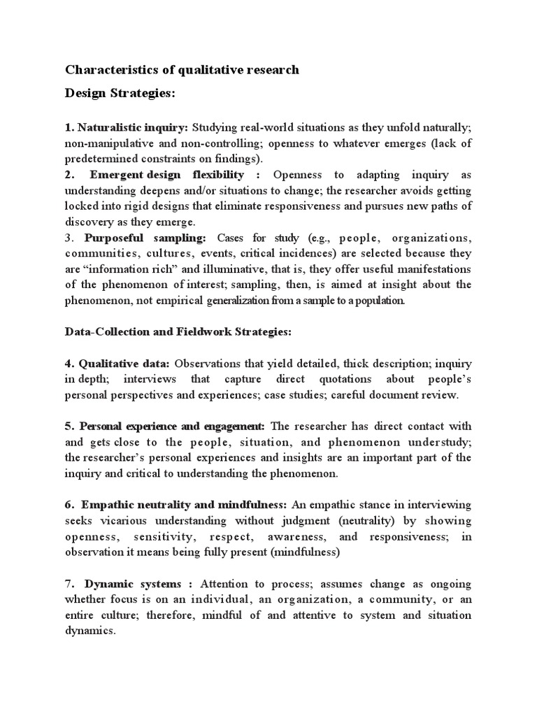Characteristics of Qualitative Research | Download Free PDF ...