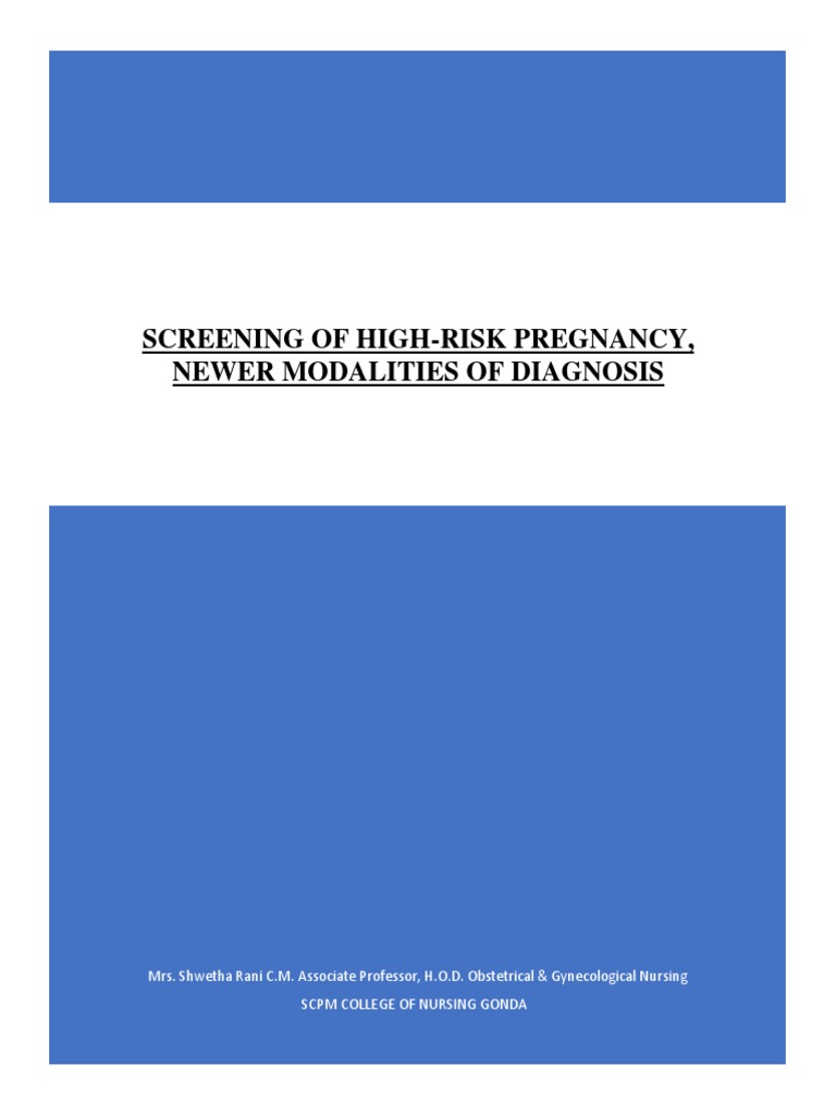 Screening of High-Risk Pregnancy, Newer Modalities of Diagnosis | PDF ...