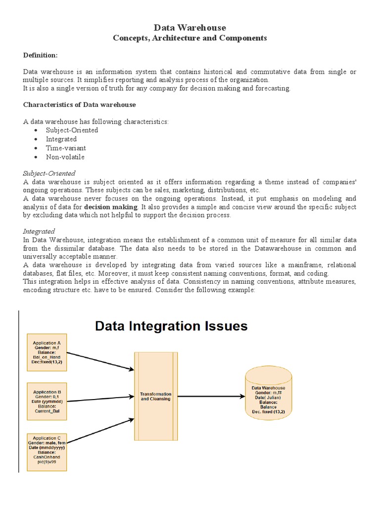 Data Warehouse: Concepts, Architecture and Components | PDF | Data ...
