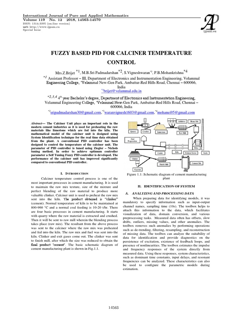 Fuzzy Based PID Controller for Temperature Regulation of a Calciner Unit in a Cement ...