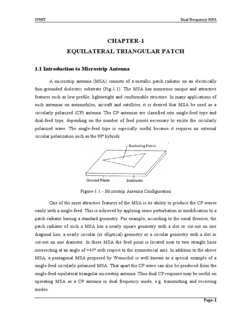 Chapter-1 Equilateral Triangular Patch: 1.1 Introduction To Microstrip Antenna | PDF | Antenna ...