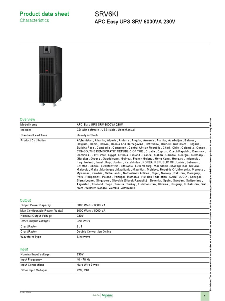 Easy UPS On-Line - SRV6KI - APC | PDF | Mains Electricity | Electrical ...