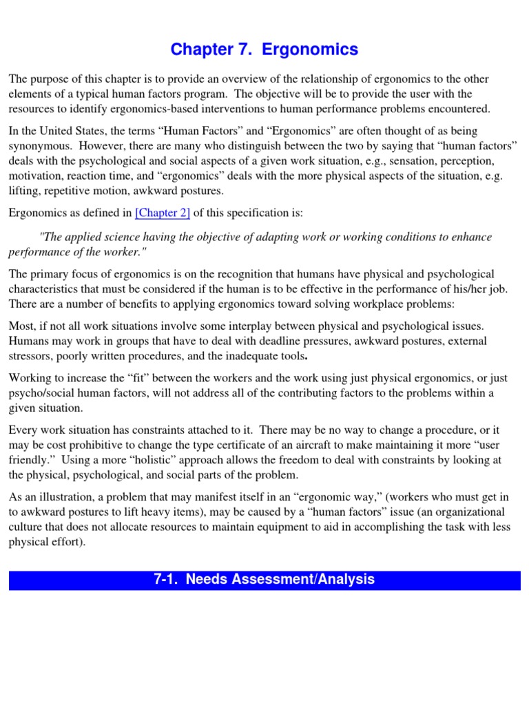 Chapter 7. Ergonomics | PDF | Human Factors And Ergonomics | Psychological Concepts